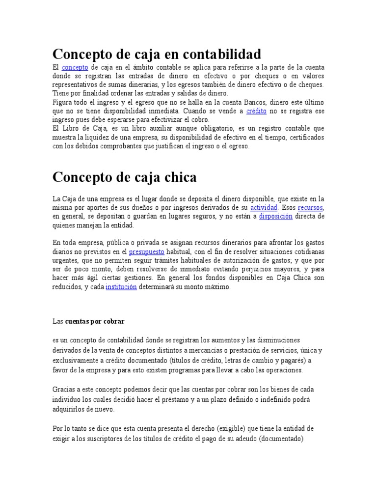 Concepto de caja en contabilidad.docx | Contabilidad | Dinero