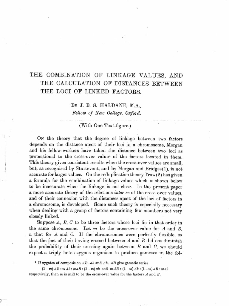 The Combination of Linkage Values, and The Calculation of Distances ...
