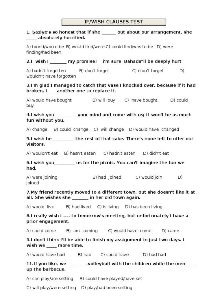 If Clauses Test | PDF