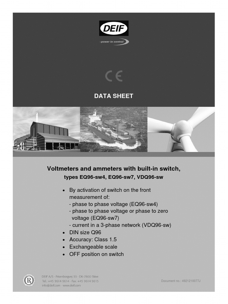 Data Sheet: Voltmeters and Ammeters With Built-In Switch | PDF ...