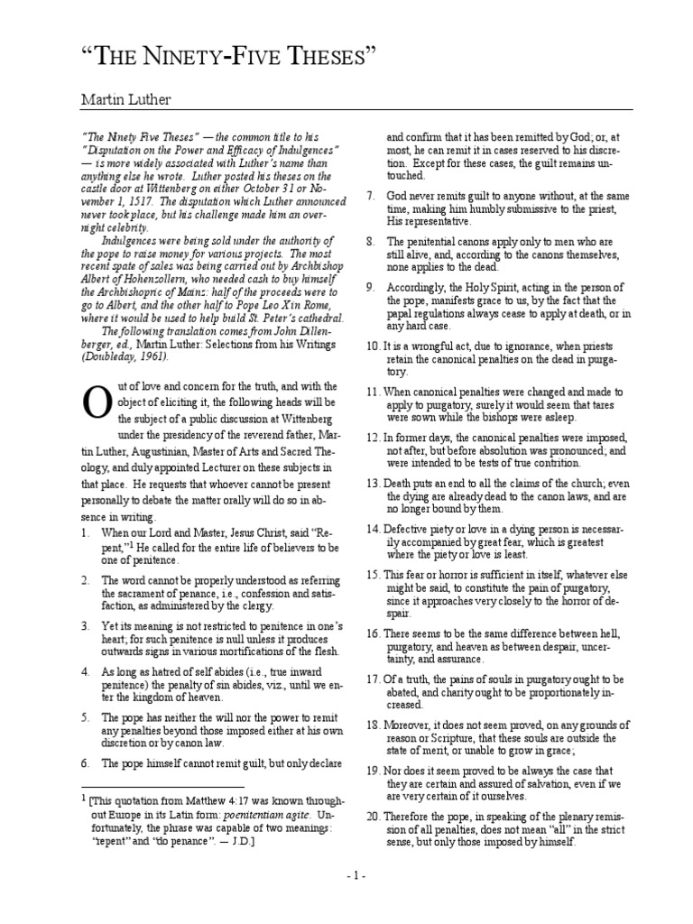 Martin Luther 95 Theses Pdf
