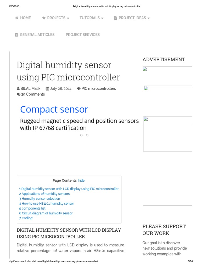 Digital Humidity Sensor With LCD Display Using Microcontroller | PDF | Microcontroller | Capacitor