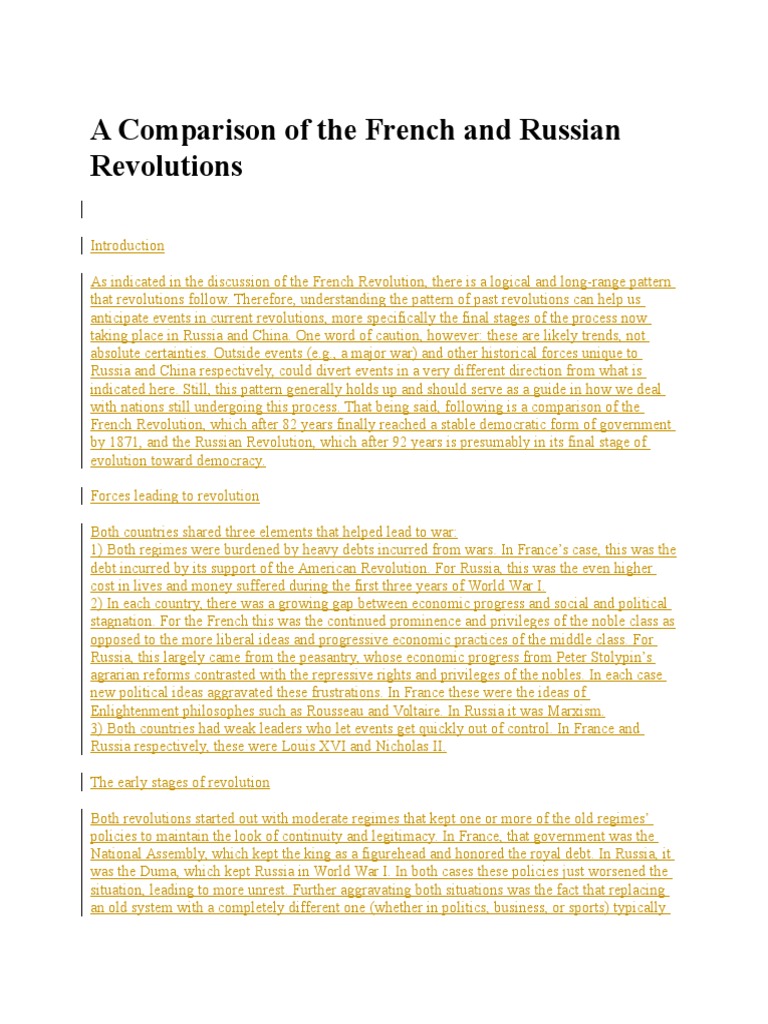 A Comparison of The French and Russian Revolutions | PDF | French ...