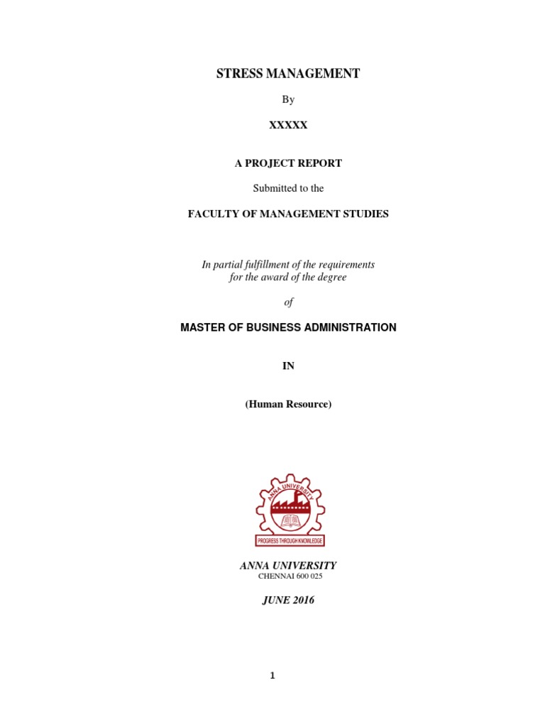Project Report on Stress Management | PDF | Occupational Stress | Retail