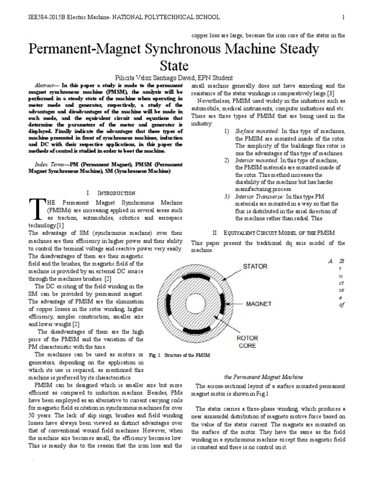 Permanent Magnet Synchronous Machine | PDF | Magnetic Field | Inductance