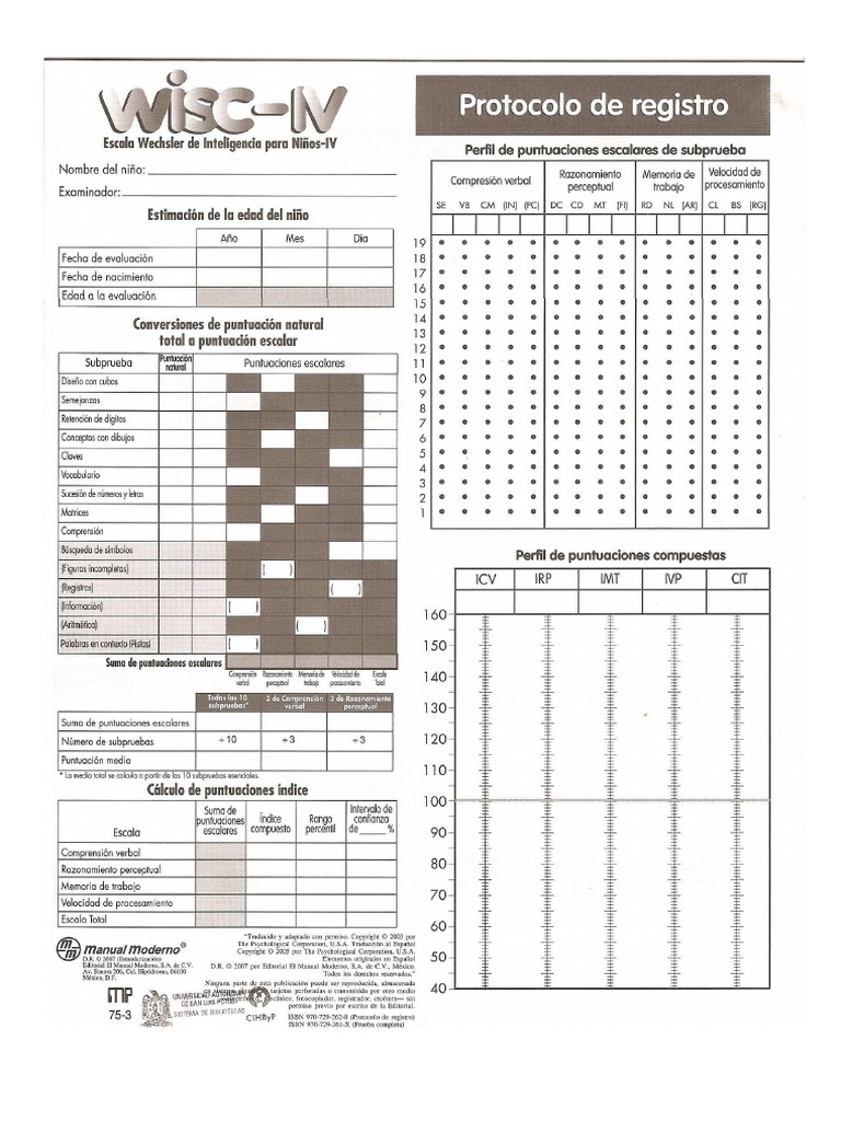 Protocolo Digital Wisc IV | PDF