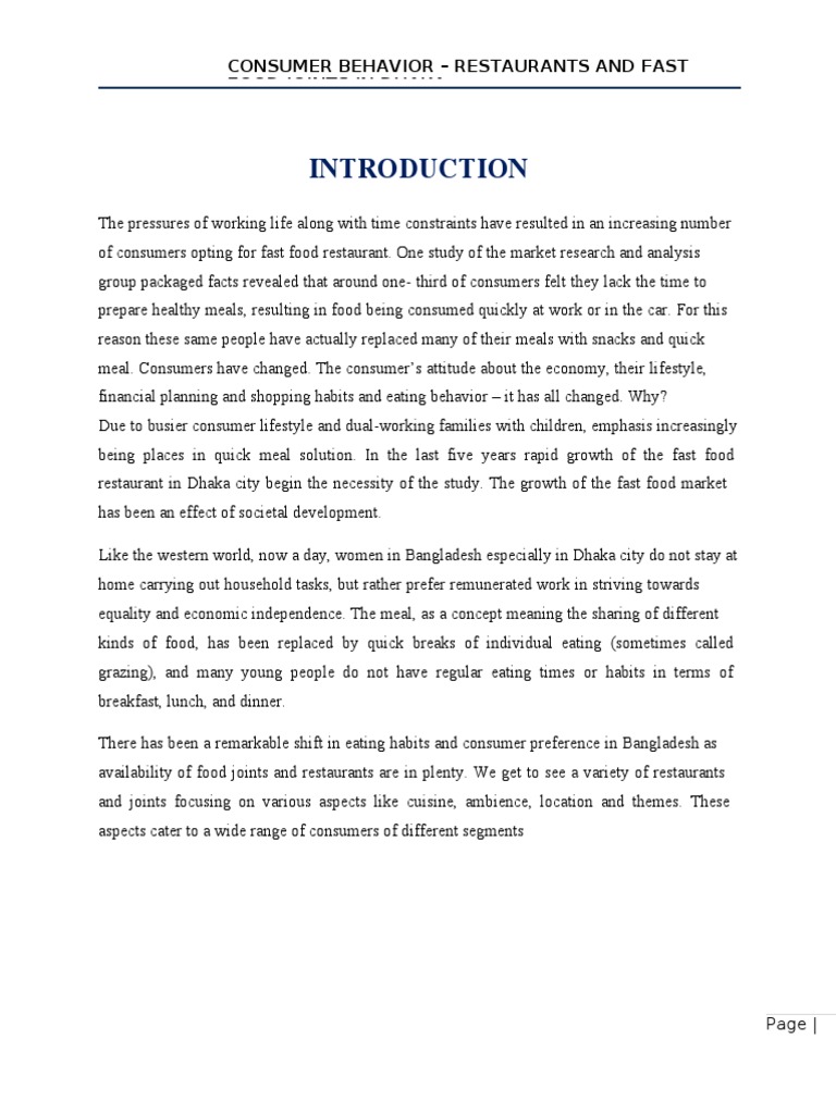 Consumer Behavior Towards Restaurants and Fast Foods in Bangladesh ...
