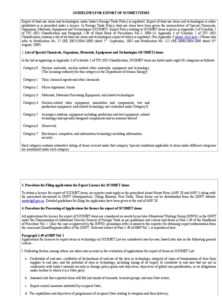Scomet Items Dgft | Virus | International Atomic Energy Agency