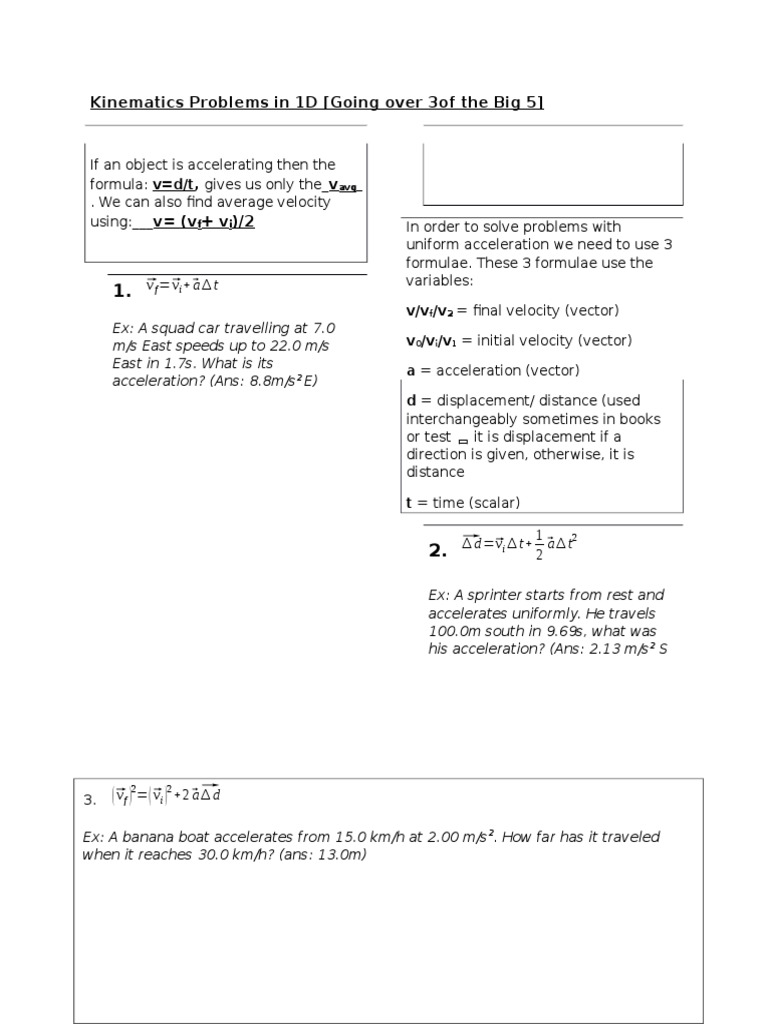 1D Kinematics Problem Solutions | PDF | Teaching Methods & Materials ...