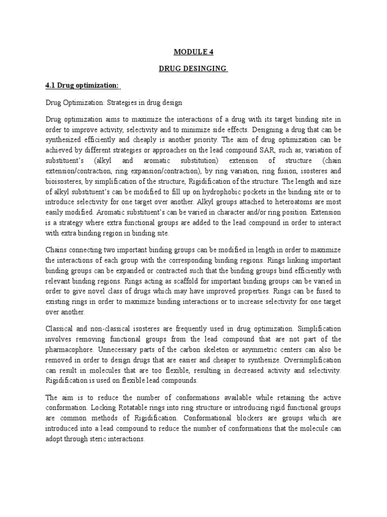 Drug Desinging 4.1 Drug Optimization | PDF | Quantitative Structure ...