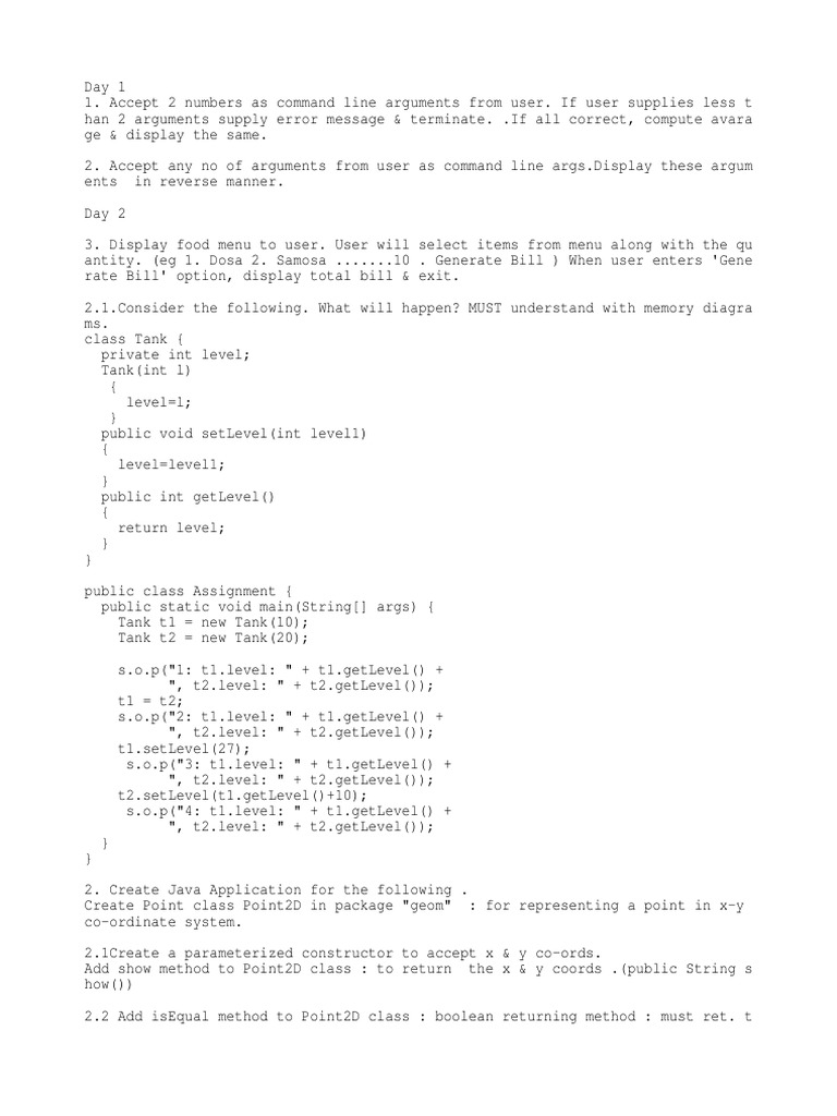 Core Java Assignments | PDF | Method (Computer Programming) | Java ...