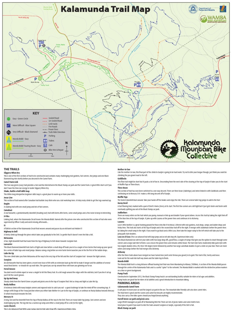 Kalamunda Mountain Bike A4 Trail Map&Guide2016 | PDF | Trail ...