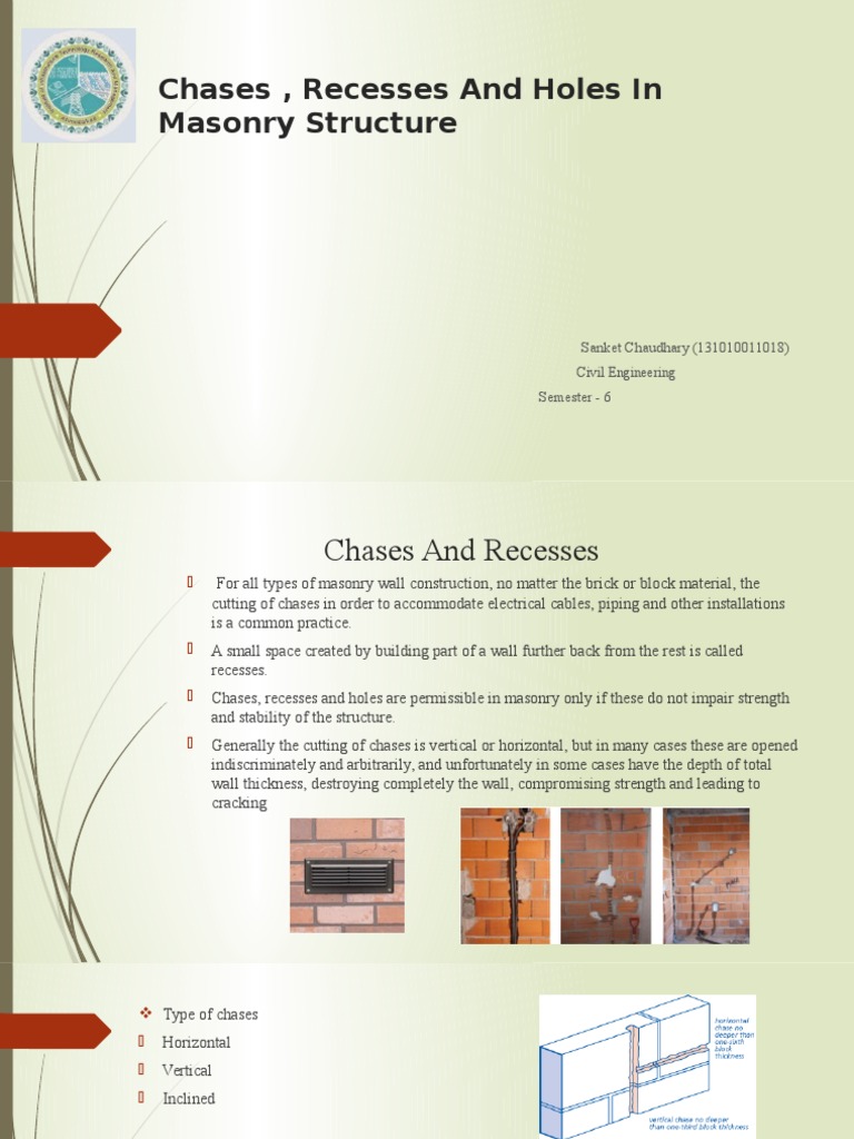 18 Sanket Chases, Recesses and Holes | Masonry | Building Materials