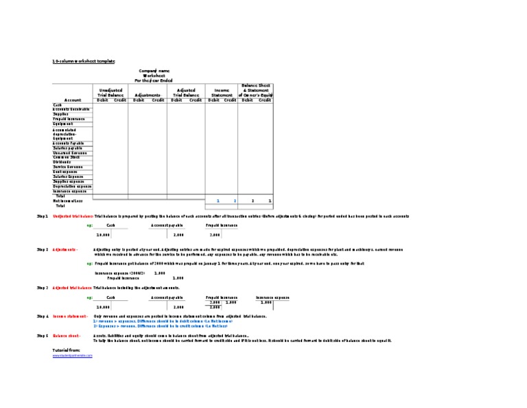 10 Column Worksheet | PDF