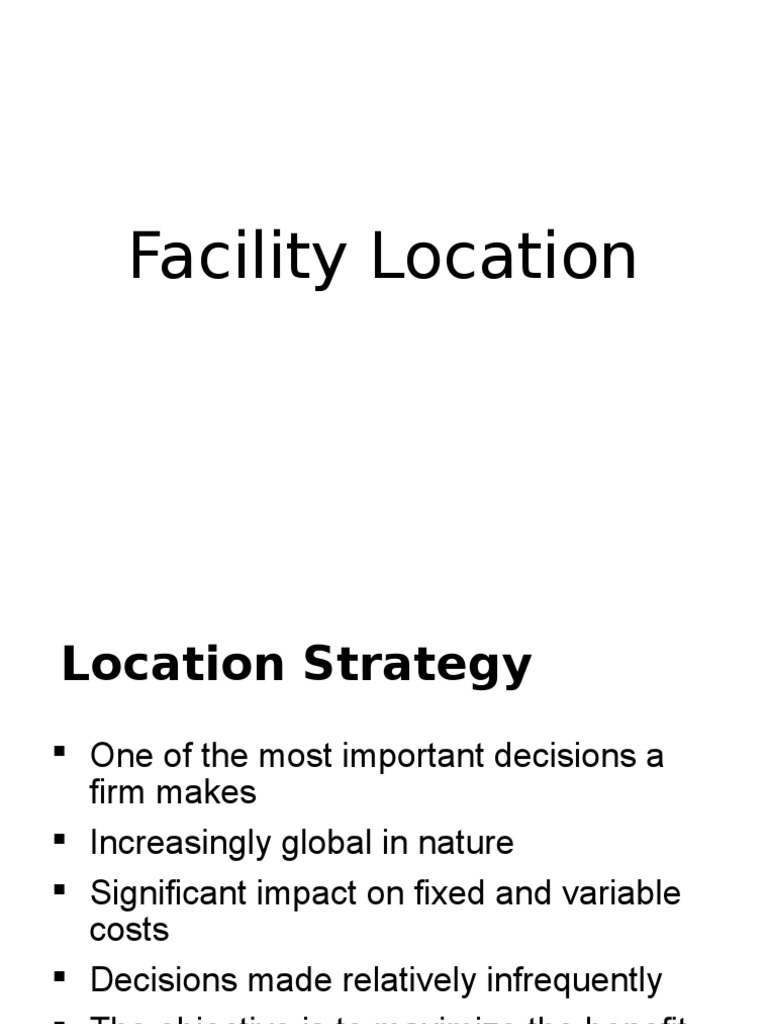 Facility Location - Operations Management | PDF | Strategic Management ...