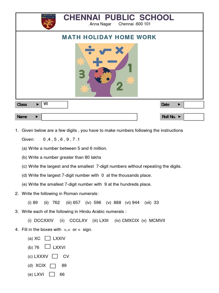 CBSE Class 6 Knowing Our Numbers Worksheet | PDF