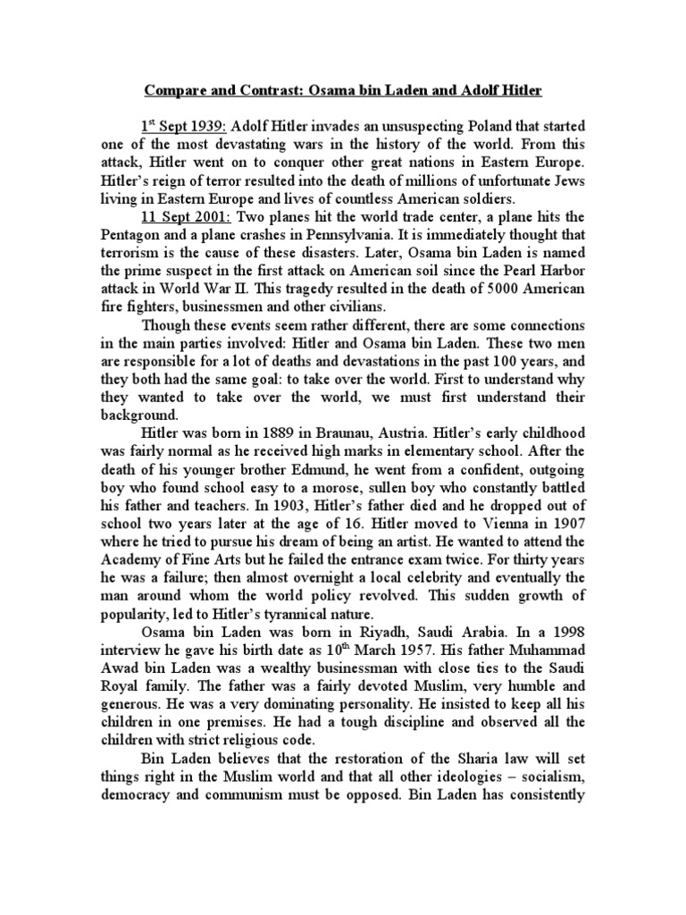 Hitler vs. Bin Laden: A Comparative Analysis | PDF | Osama Bin Laden ...