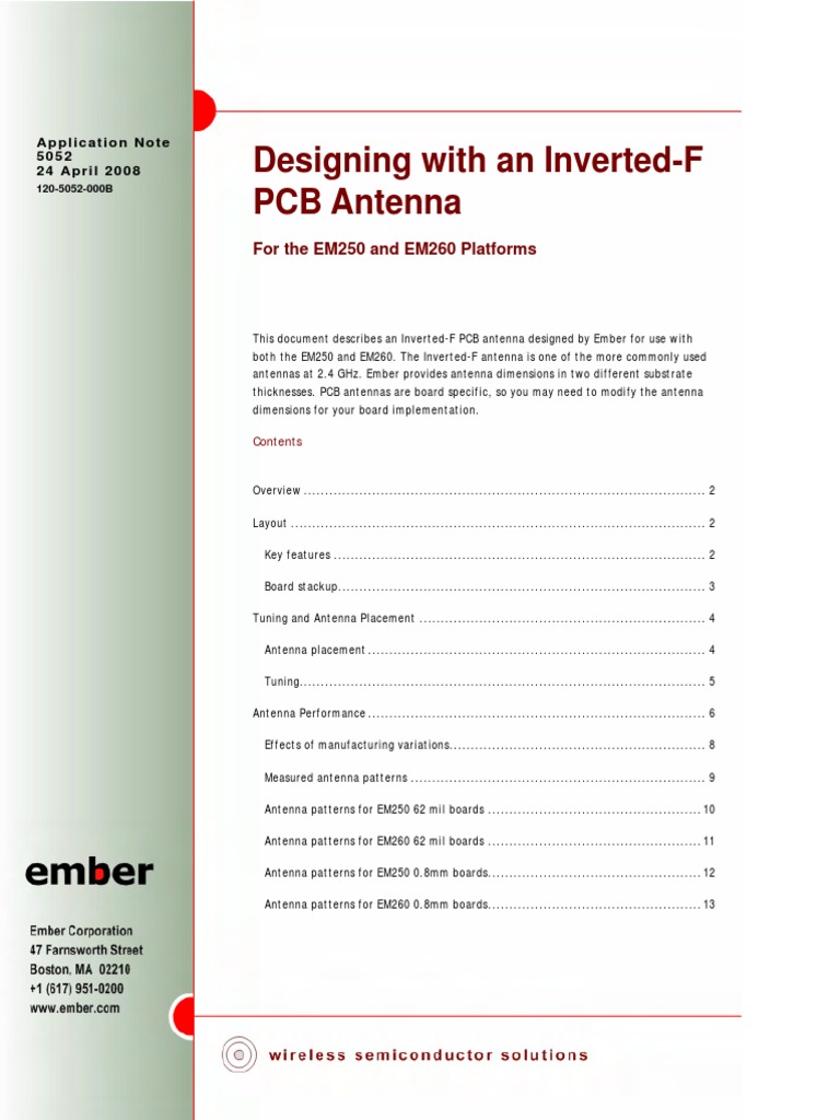 Designing With An Inverted-F PCB Antenna: For The EM250 and EM260 ...
