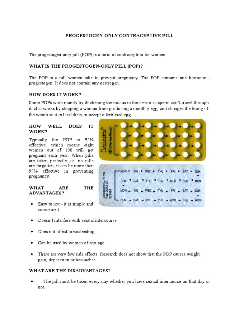 Progestogen-Only Contraceptive Pill | Download Free PDF | Combined Oral ...
