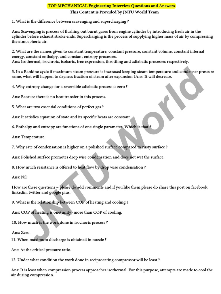 TOP MECHANICAL Engineering Interview Questions and Answers | PDF ...