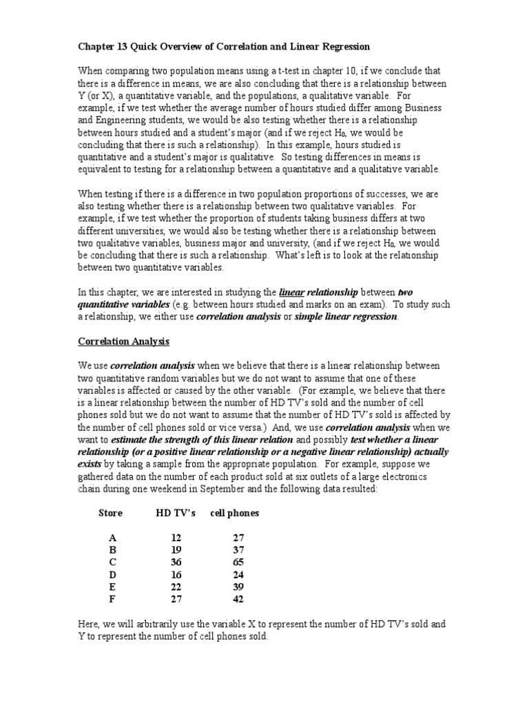 Chapter 13 Quick Overview of Correlation and Linear Regression | PDF ...