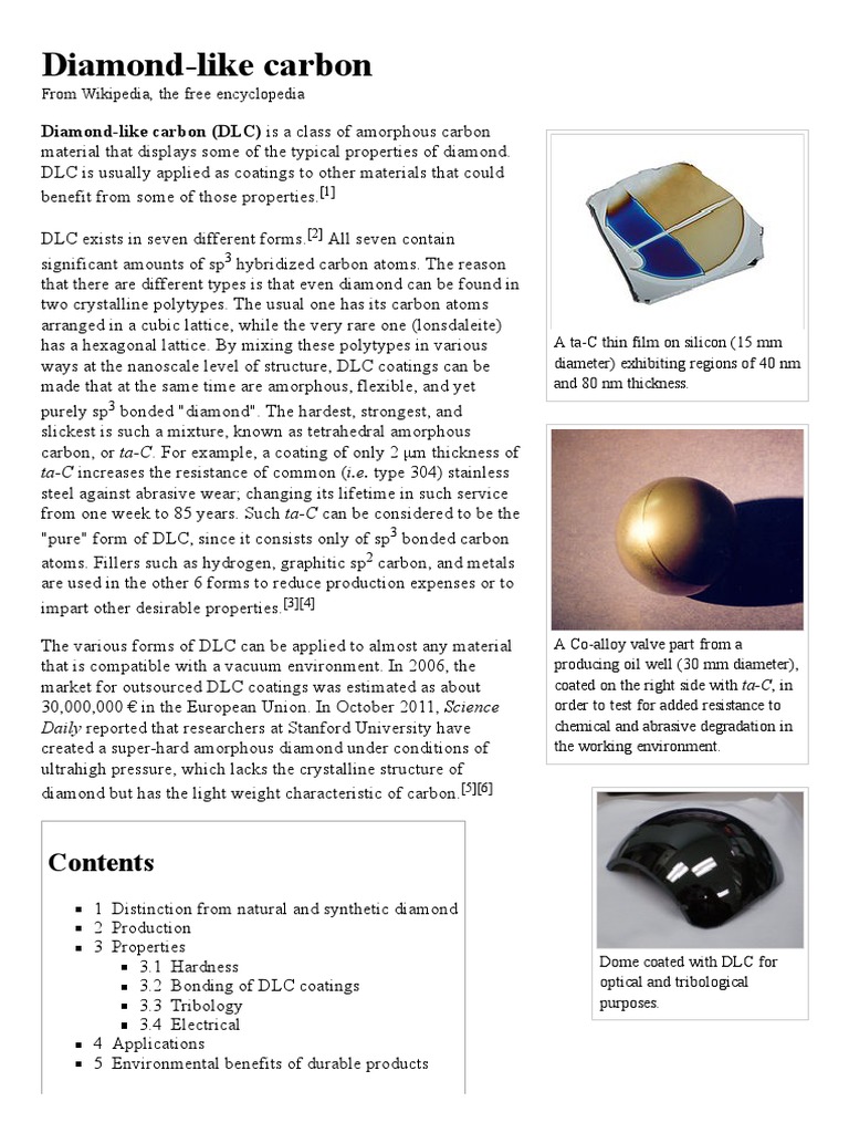 Diamond Like Carbon: From Wikipedia, The Free Encyclopedia | PDF ...