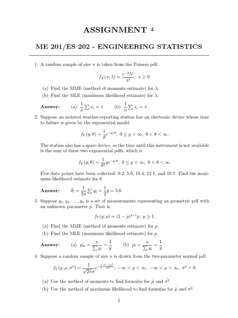 Assignment 4 - Engineering Statistics PDF | PDF | Normal Distribution ...