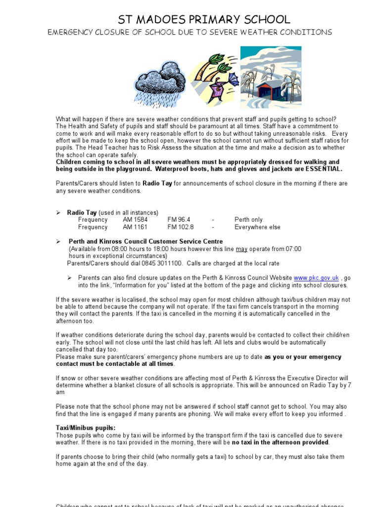 ST Madoes Primary School: Emergency Closure of School Due To Severe ...