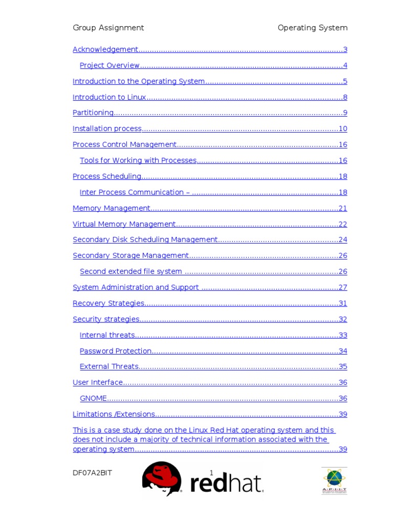 Group Assignment Operating System: DF07A2BIT 1 | PDF