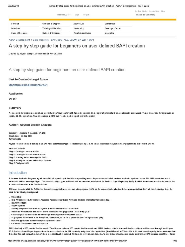 A Step by Step Guide For Beginners On User Defined BAPI Creation | PDF | Object (Computer ...