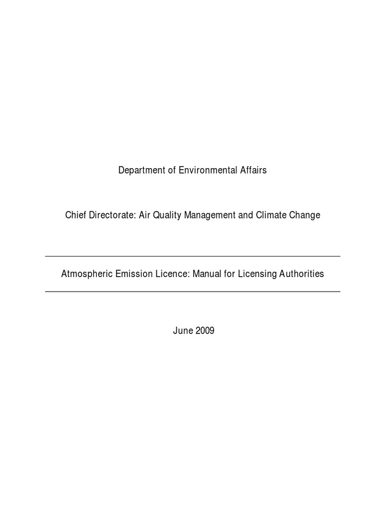 Atmospheric Emission Licence Manual | PDF | Environmental Impact ...