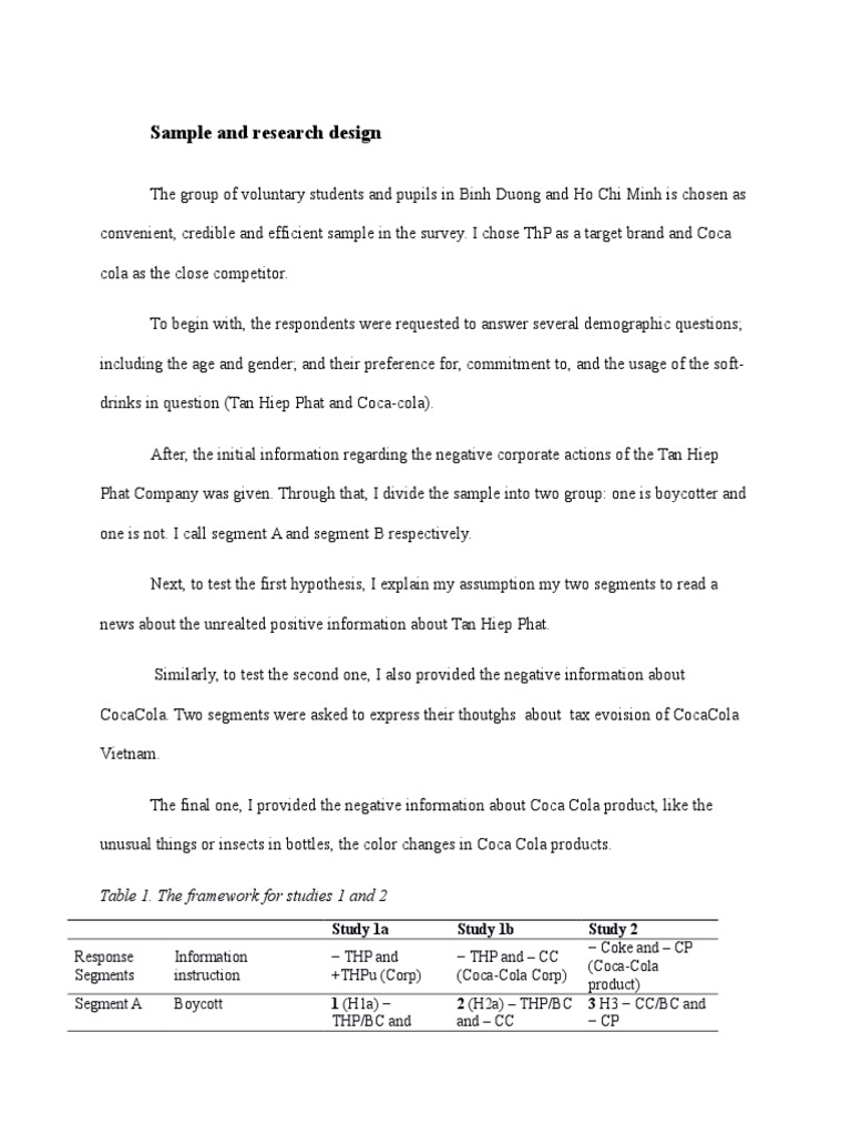Sample and Research Design: Table 1. The Framework For Studies 1 and 2 ...