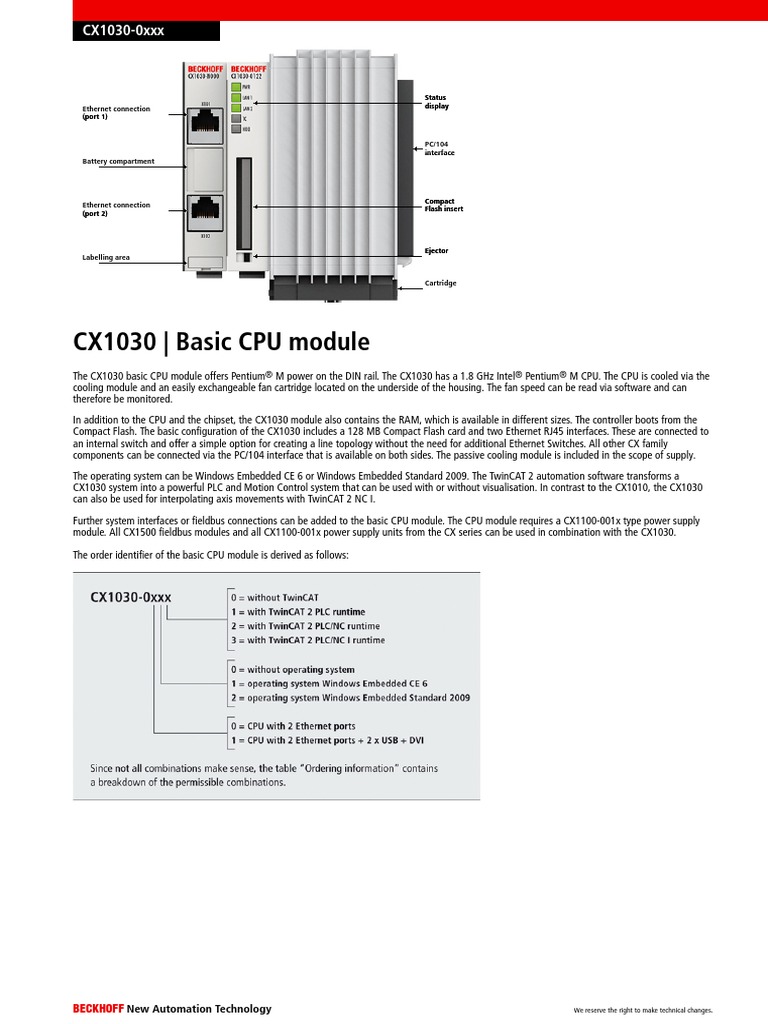 CX1030 - Basic CPU Module: CX1030-0xxx CX1030-0xxx CX1030-0xxx | PDF | Flash Memory | Embedded ...