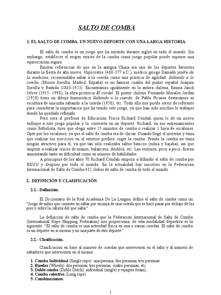 Historia y técnica del salto de comba | PDF | Deportes | Rodilla