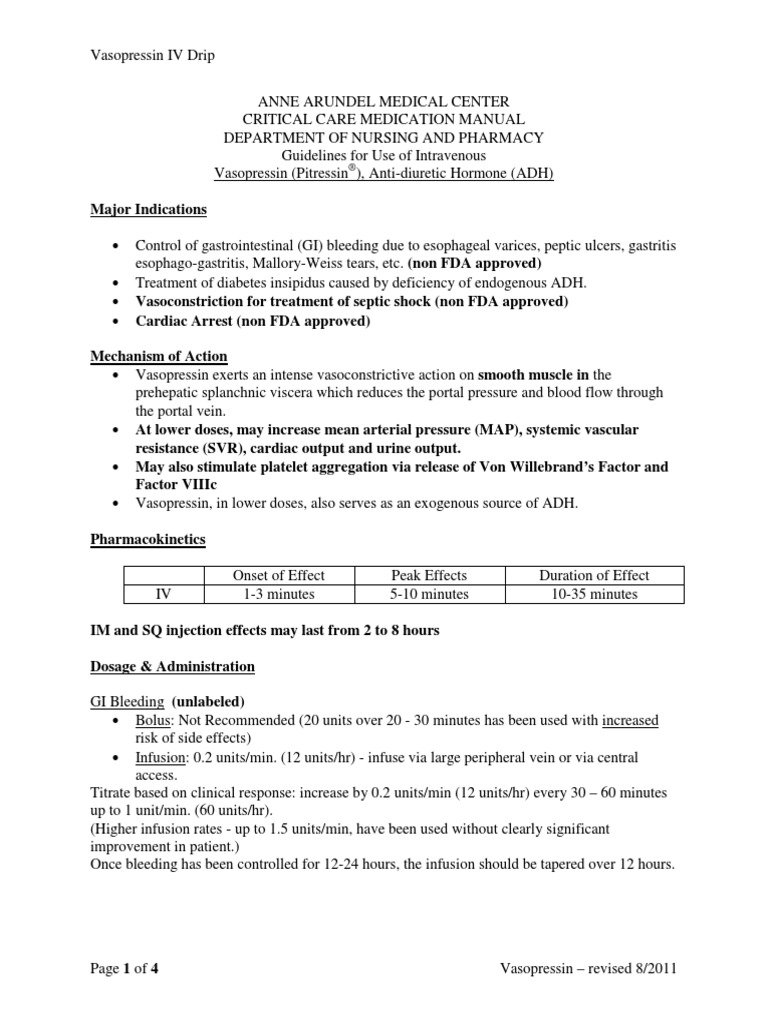 Vasopressin.pdf | Shock (Circulatory) | Intravenous Therapy