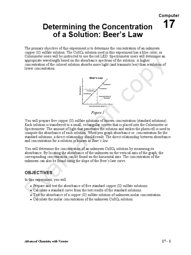 Chem A 17 Comp Beers Law | PDF | Absorbance | Optics