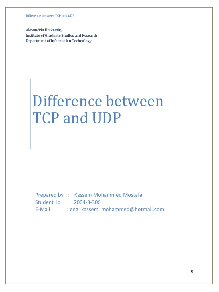 Difference Between TCP and UDP PDF | PDF | Transmission Control Protocol | Internet Protocols