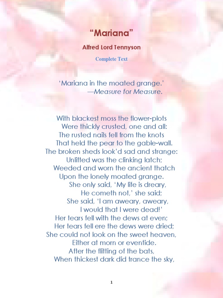 "Mariana" Alfred Lord Tennyson | Poetry