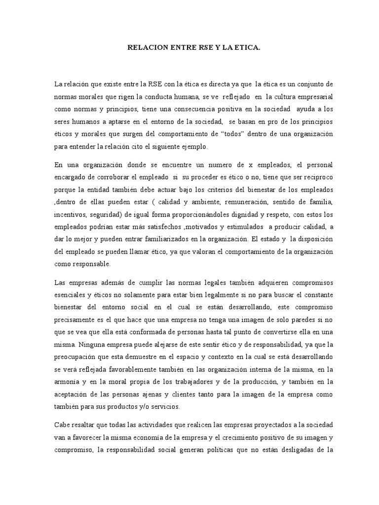 Ética y RSE: Un Vínculo Esencial | PDF | Sociedad | Bienestar