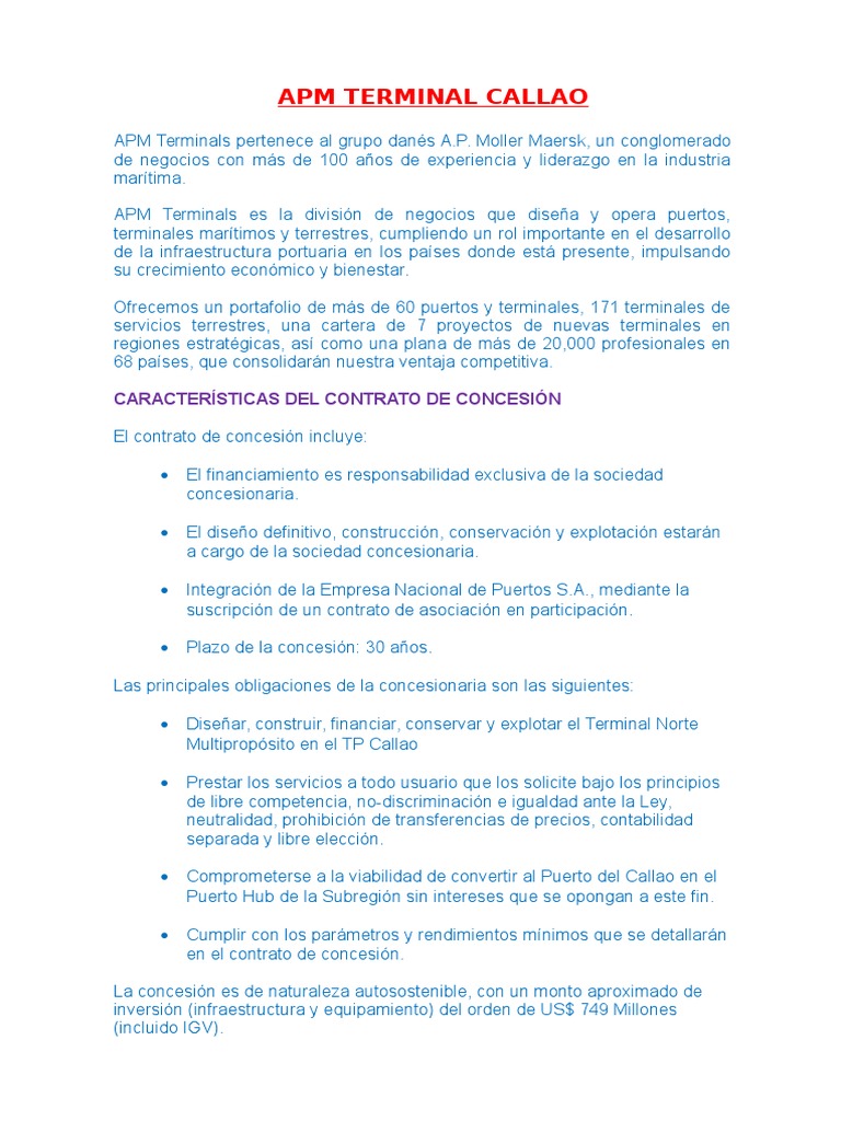 Apm Terminal Callao | PDF | Calidad (comercial) | Transporte
