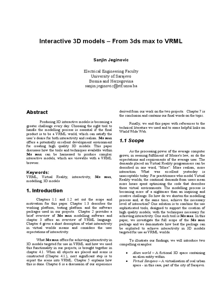 Interactive 3D Models - From 3ds Max To VRML: Sanjin Jeginovic ...