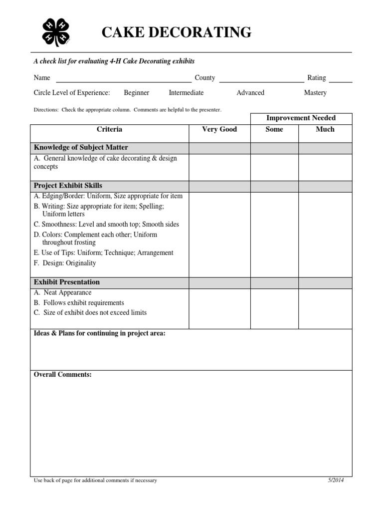 4h Proj Scoresheet Visual Arts Cake Decorating 53921 | PDF | Creativity ...