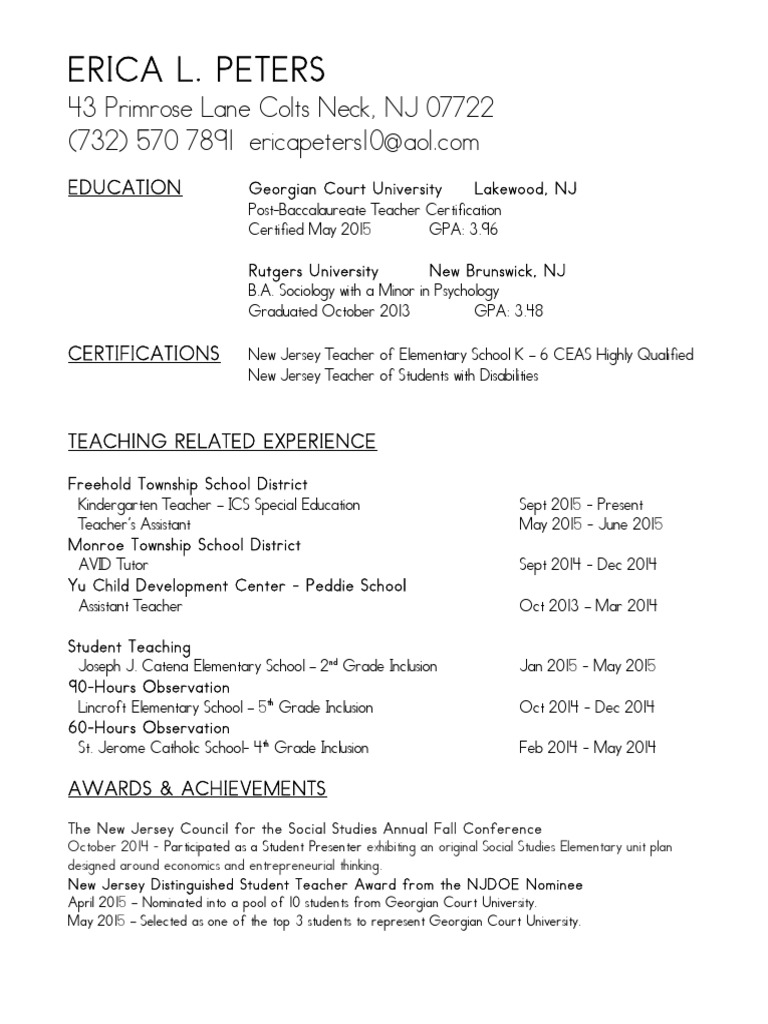 Ericapetersresume 2016 | PDF | Career & Growth | Science & Mathematics