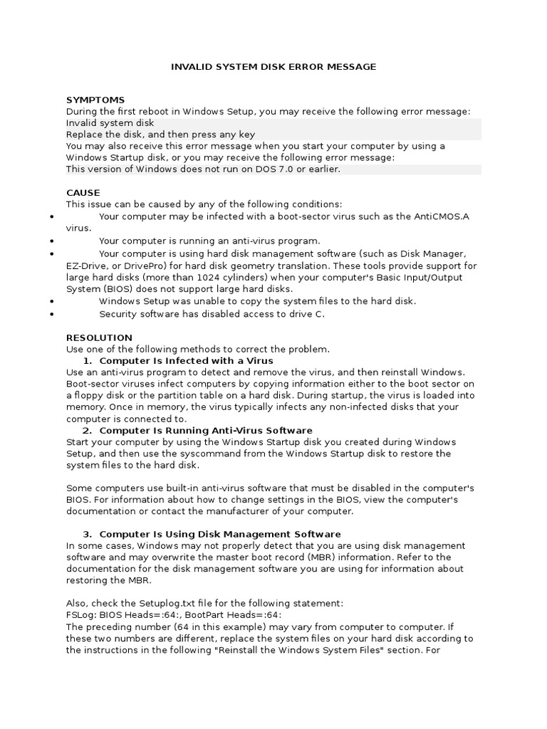 How To Fix Inaccessible Boot Device | PDF | Booting | Computer Virus