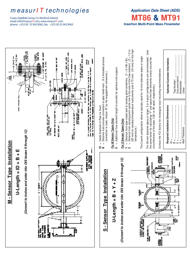 MeasurIT FCI Application Data Sheet Flow Meter MT86 MT91 0908 | PDF ...