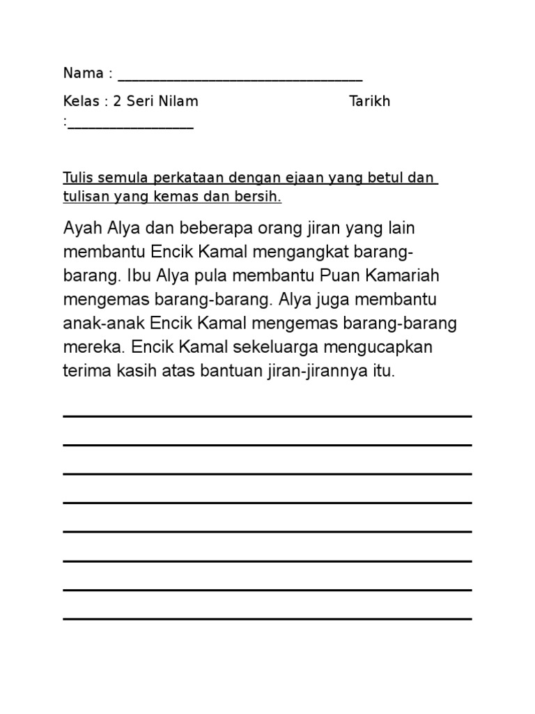 Latihan Penulisan Tahun 2 | PDF