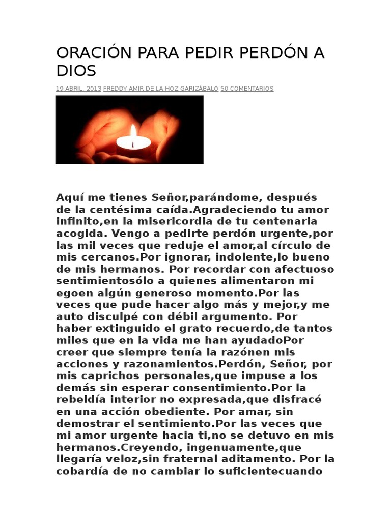 Oración para Pedir Perdón A Dios | PDF