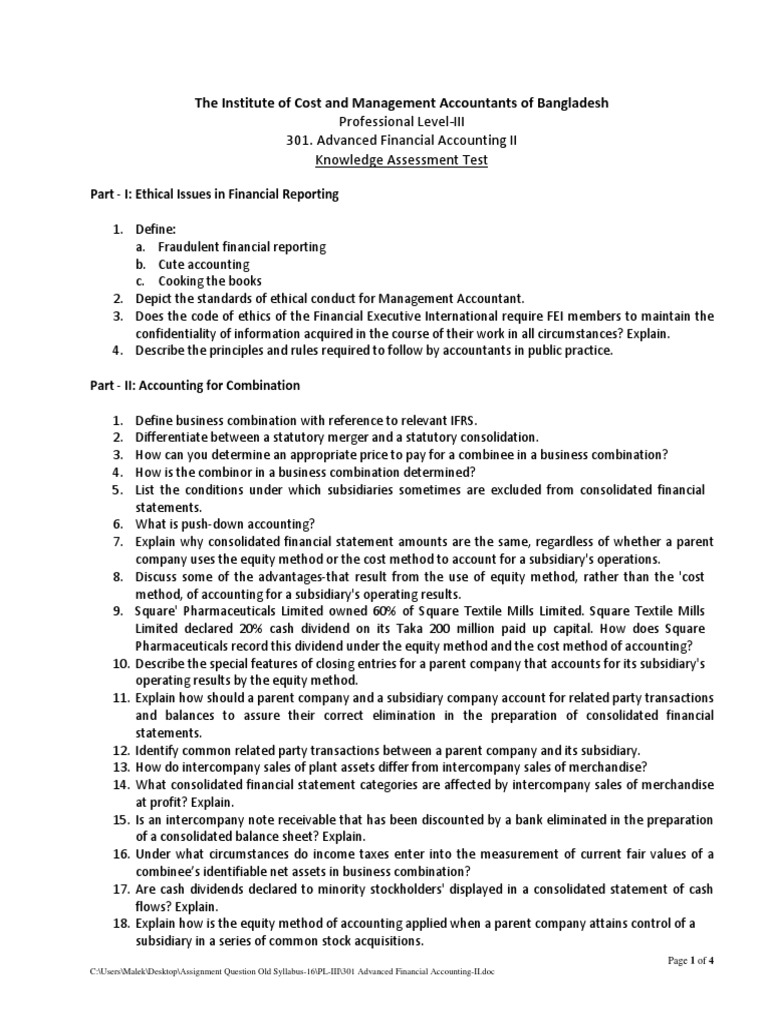 Assignment - Doc 301 Advanced Financial Accounting II - 24042016112440 ...
