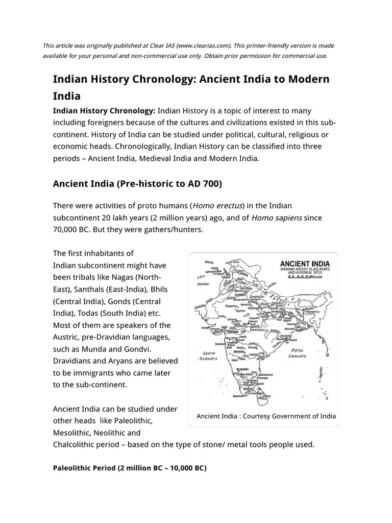 Indian History Chronology_ Ancient India to Modern India - Clear IAS ...