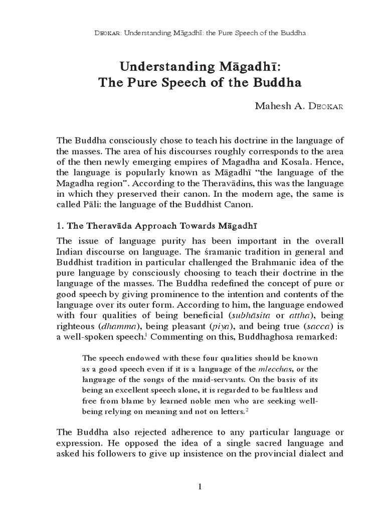 Understanding Magadhi The Pure Speech of PDF | PDF | Pali | Grammatical ...